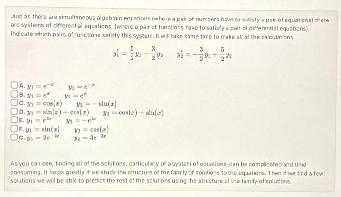 Solved Just as there are simultaneous algebraic equations | Chegg.com