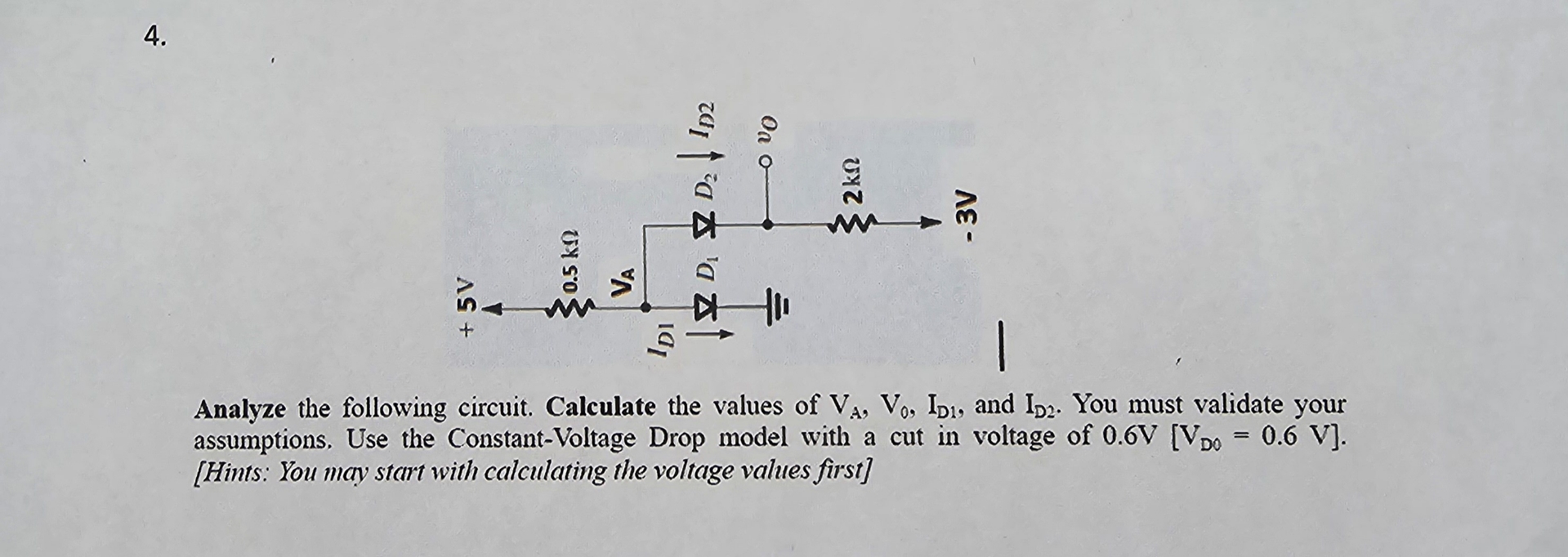 Solved Analyze the following circuit. Calculate the values | Chegg.com