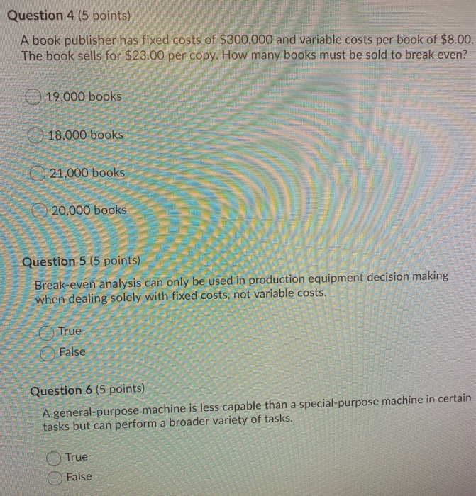 Solved Question 4 (5 points) A book publisher has fixed | Chegg.com
