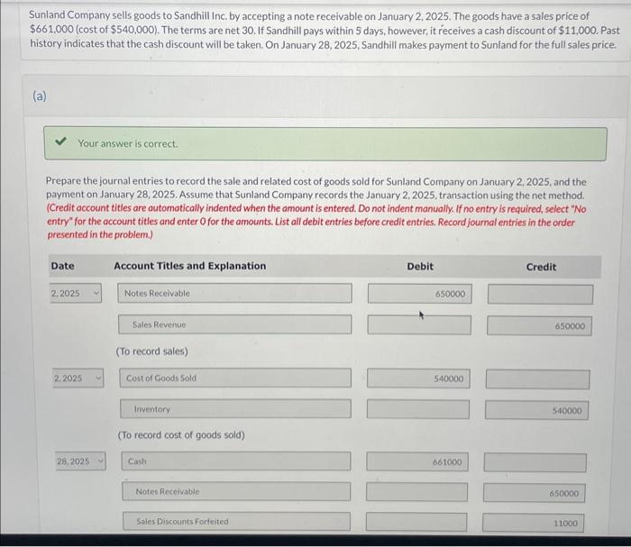Solved Sunland Company sells goods to Sandhill inc. by | Chegg.com