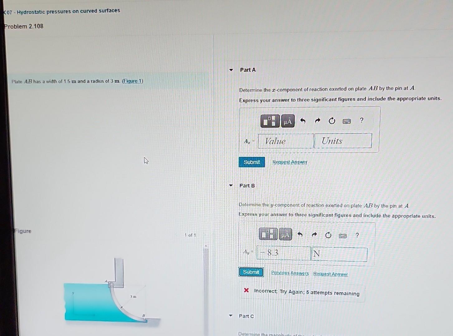 Solved K07 - Hydrostatic pressures on curved surfaces | Chegg.com