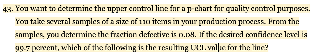 You want to determine the upper control line for a | Chegg.com