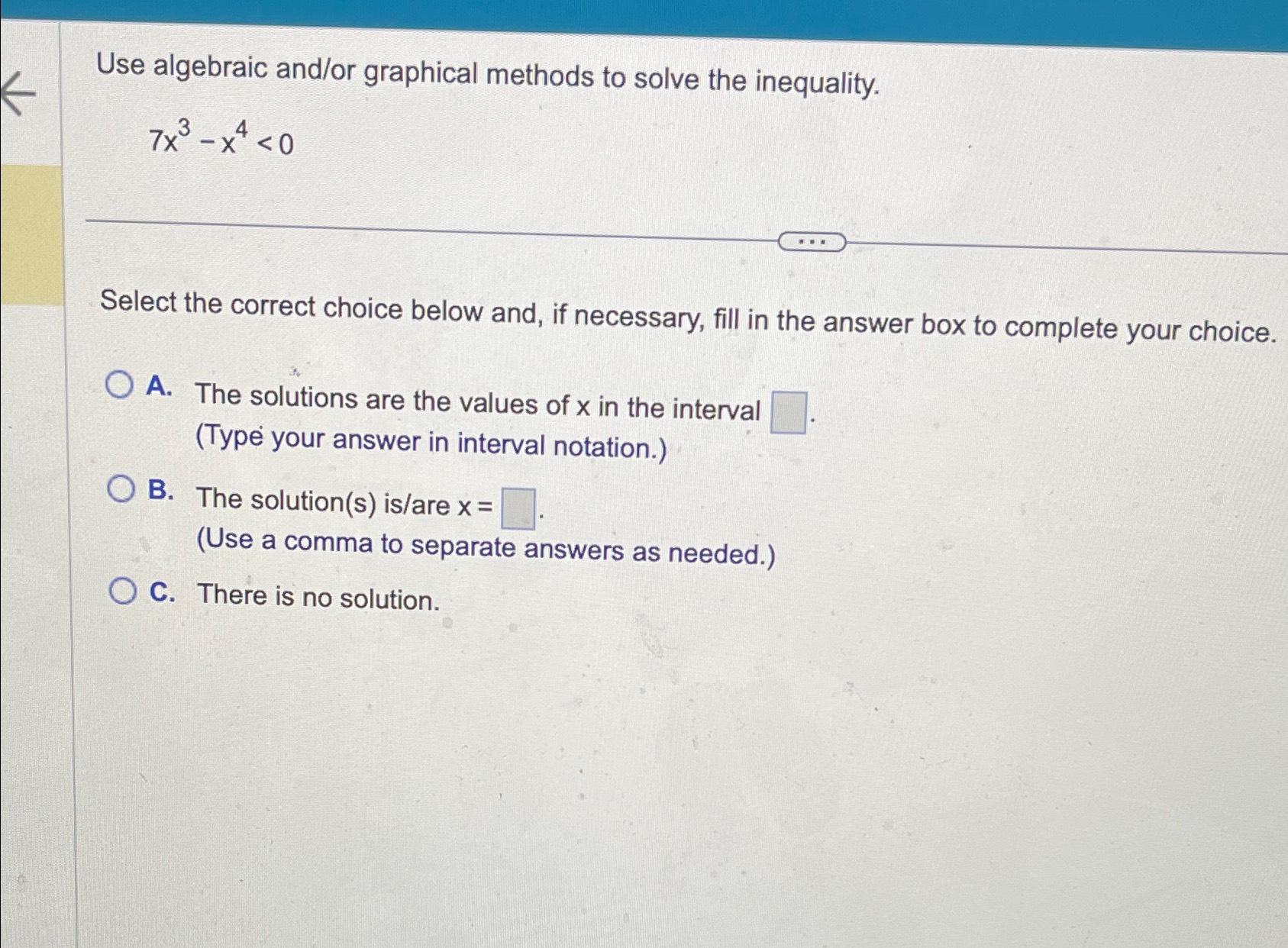Solved Use algebraic and/or graphical methods to solve the | Chegg.com