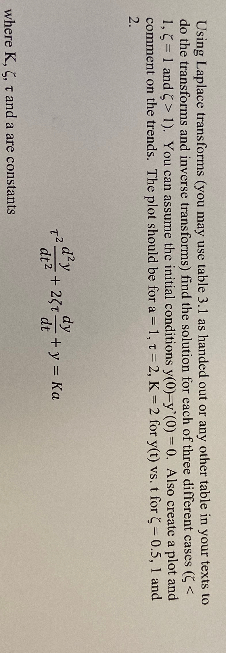 Solved Using Laplace transforms (you may use table 3.1 as | Chegg.com Solved Using Laplace transforms (you may use table 3.1 as | Chegg.com