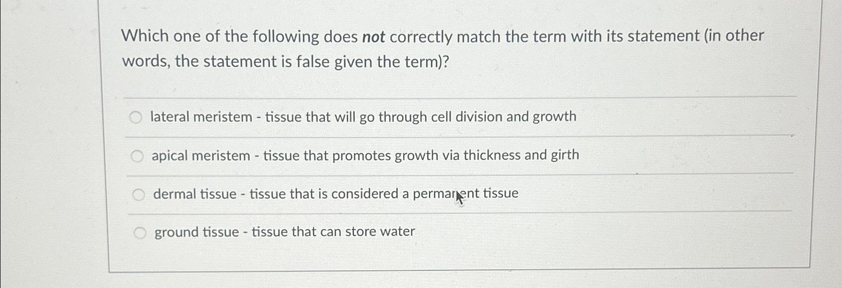 Solved Which one of the following does not correctly match | Chegg.com