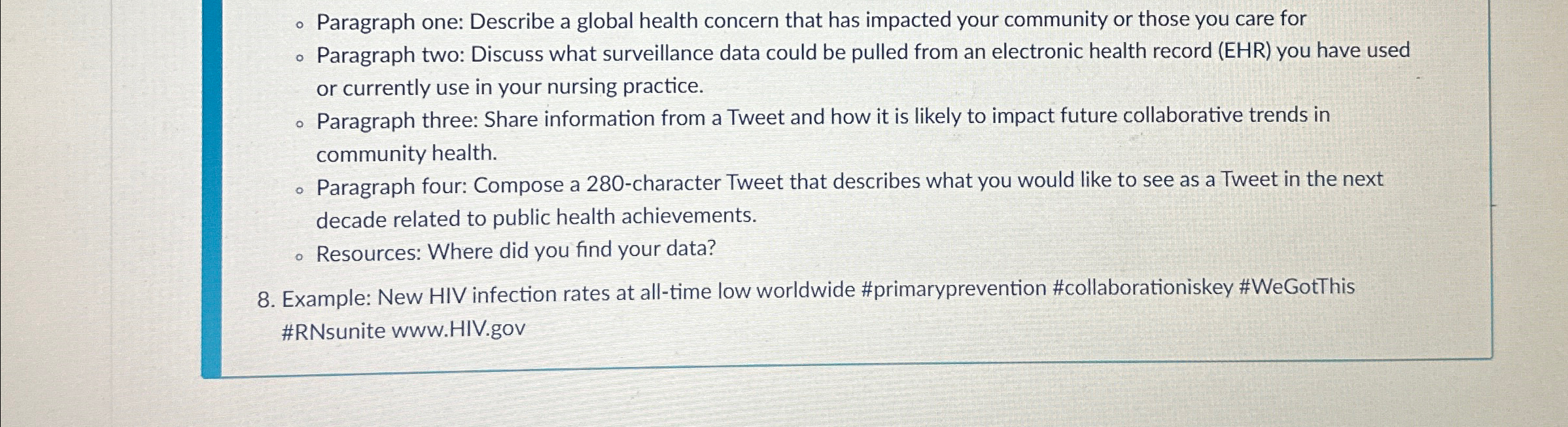 Solved Paragraph one: Describe a global health concern that | Chegg.com