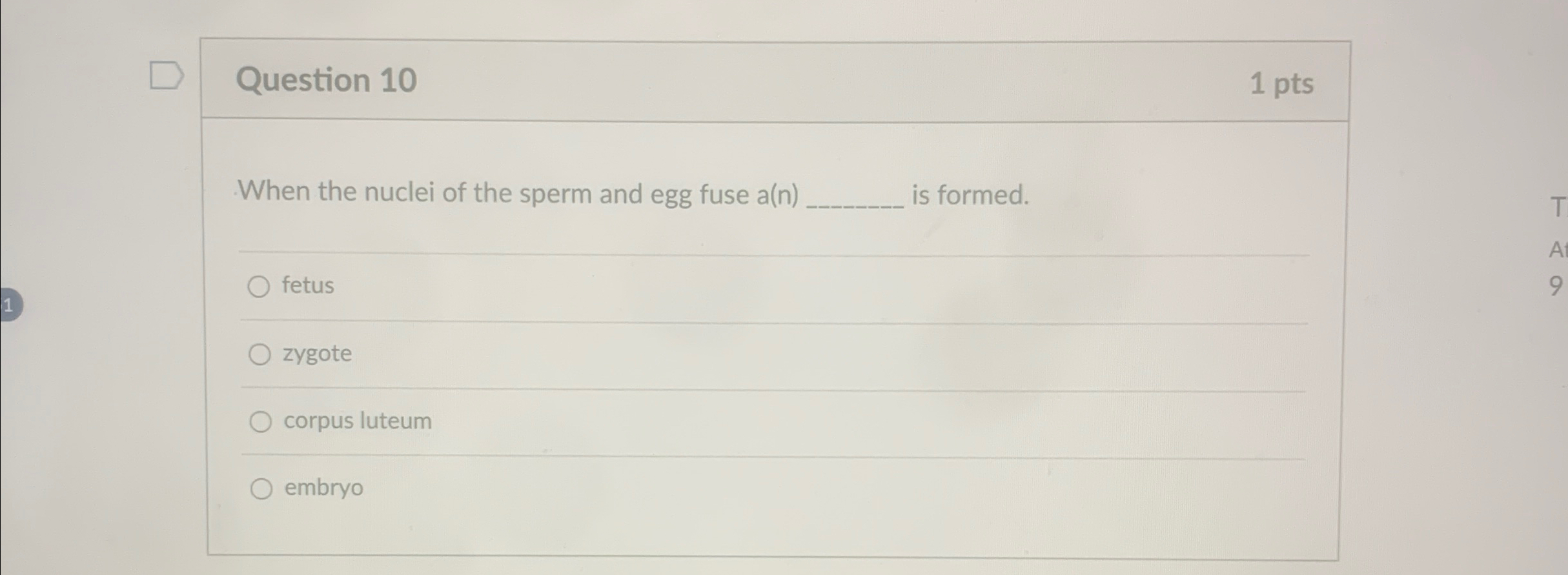 Solved Question 101 ﻿ptsWhen the nuclei of the sperm and egg | Chegg.com