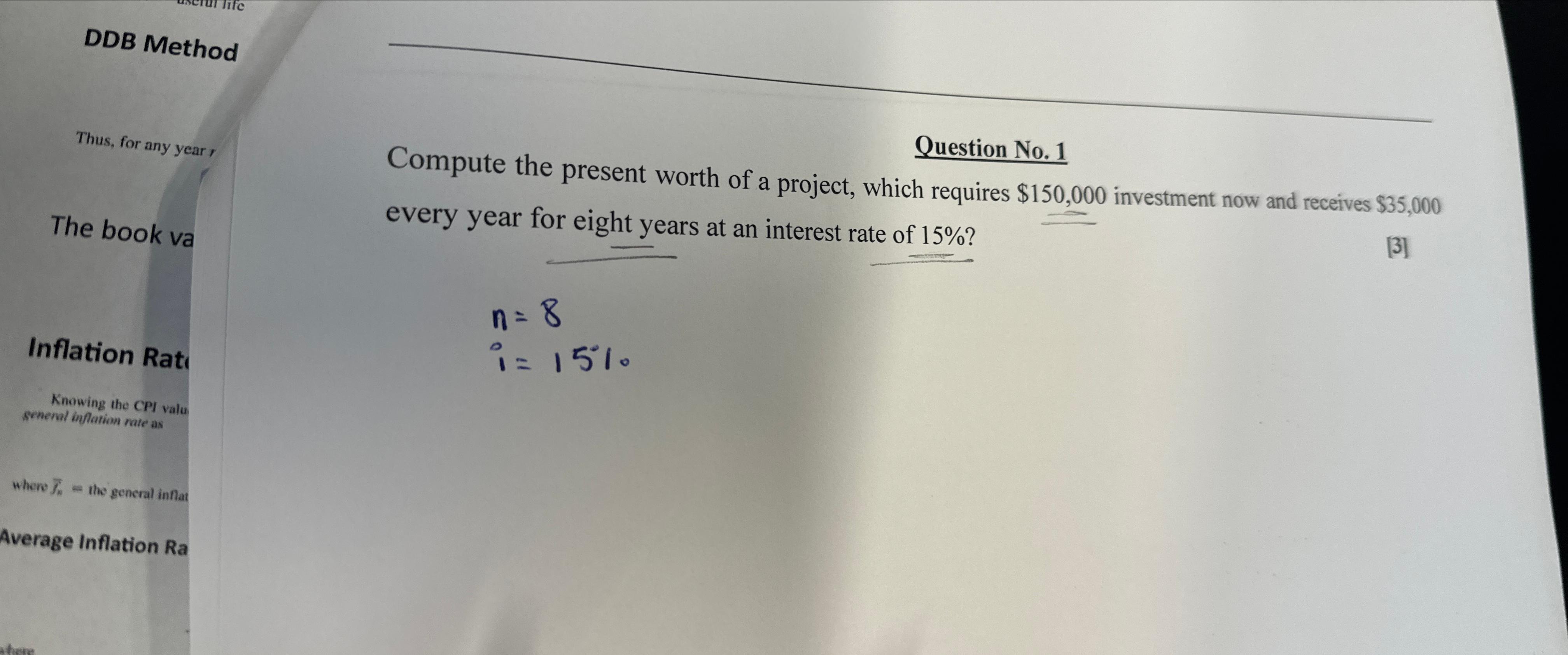 Solved DDB MethodThus, for any year,The book vaInflation | Chegg.com
