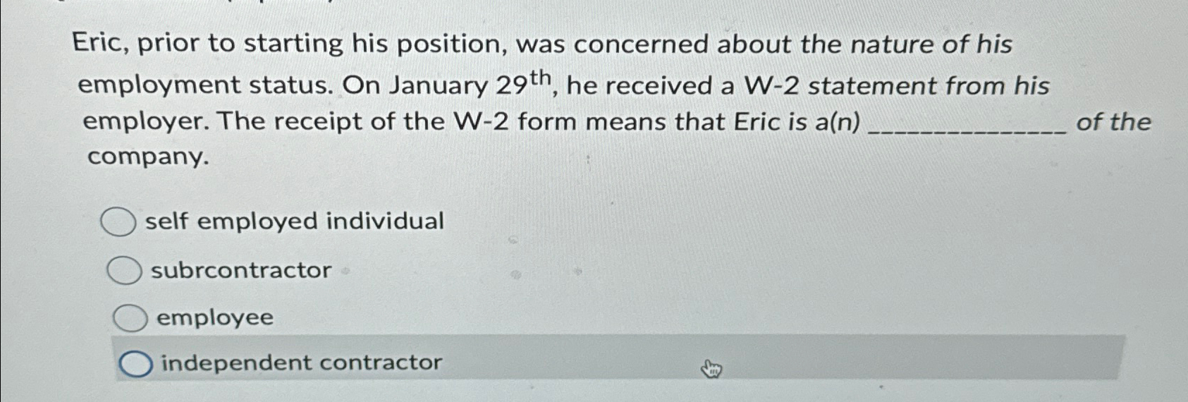 Solved Eric, prior to starting his position, was concerned | Chegg.com