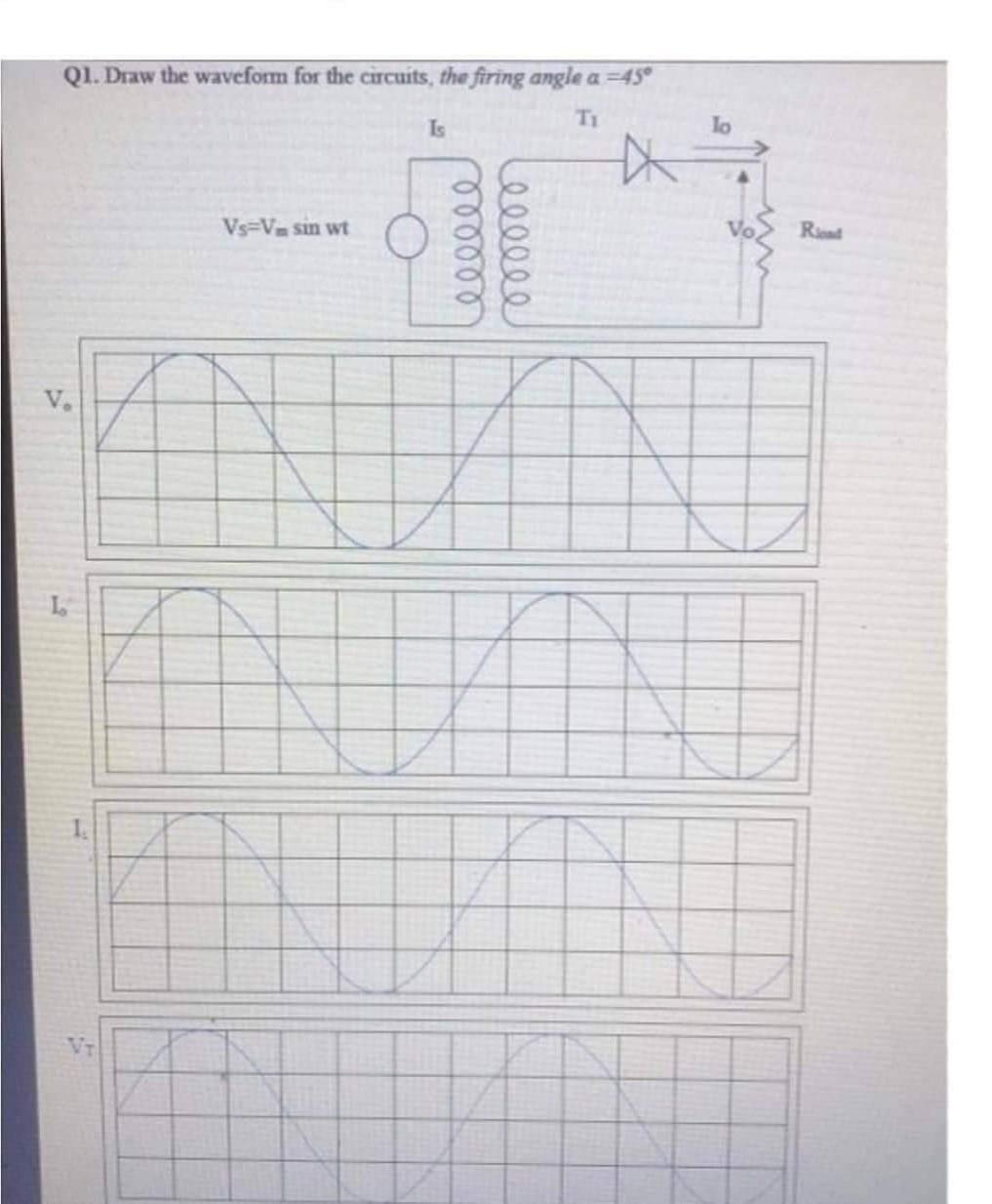 Solved Q1. Draw the waveform for the circuits, the firing | Chegg.com