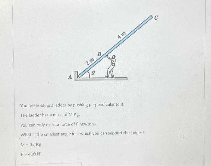You are holding a ladder by pushing perpendicular to | Chegg.com