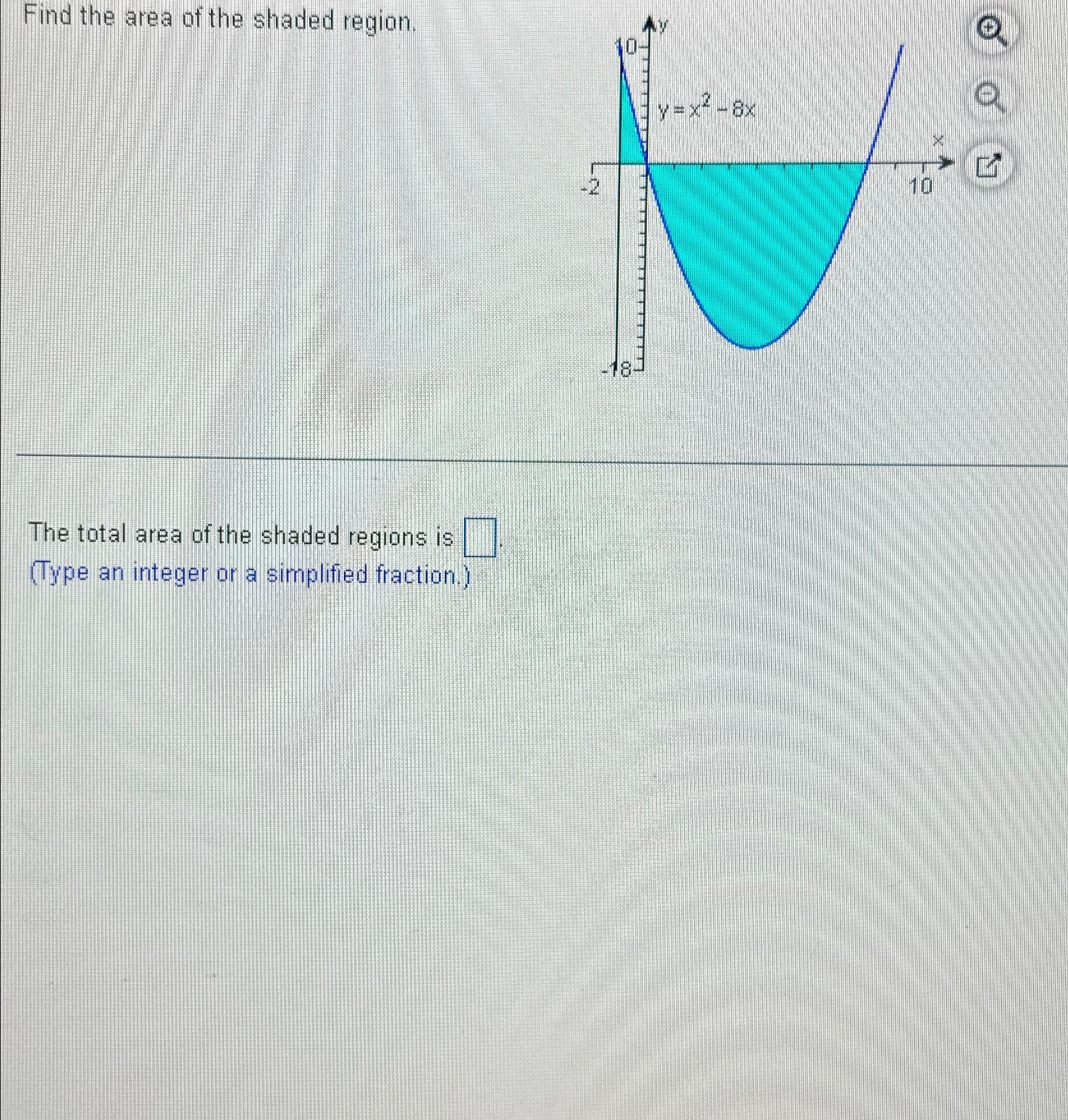 Solved Find the area of the shaded region.The total area of | Chegg.com