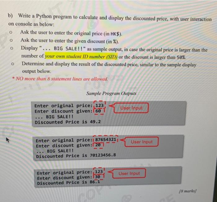 Solved O A Write A Python Program To Ask User Enter An 8425