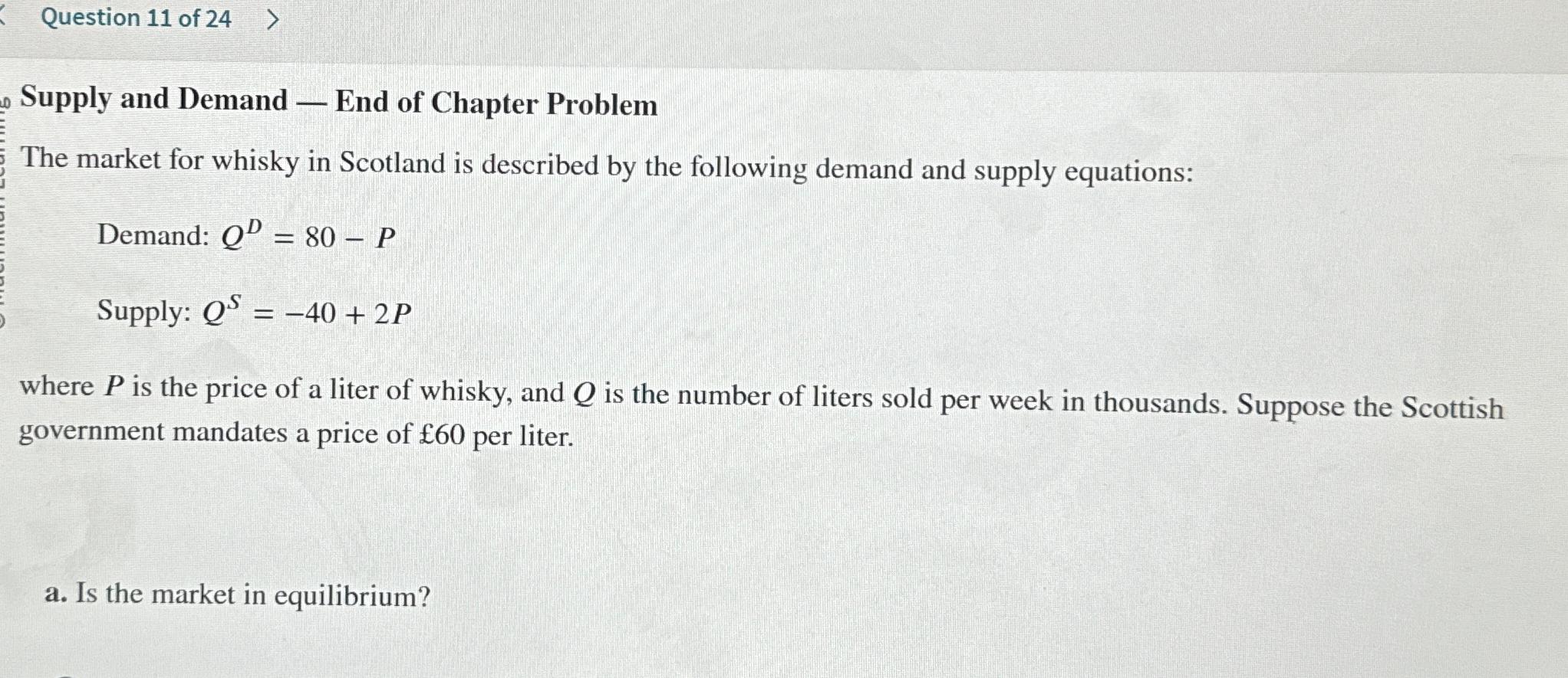 Solved Question 11 ﻿of 24Supply and Demand - ﻿End of Chapter | Chegg.com