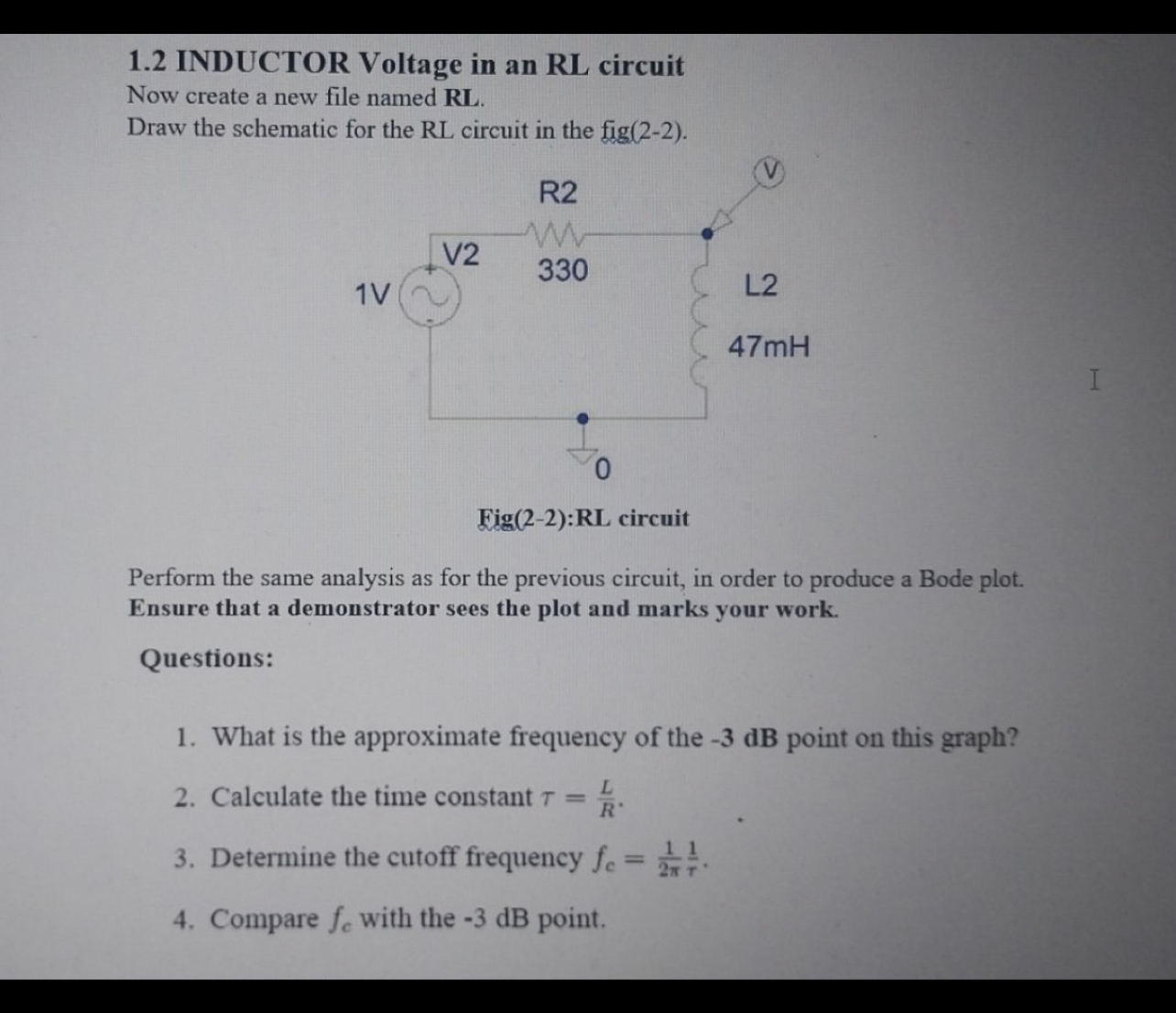 Solved 1 2 ﻿inductor Voltage In An Rl Circuitnow Create A