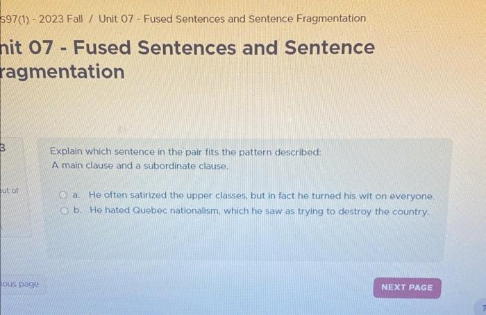 it 07 - Fused Sentences and Sentence agmentation | Chegg.com