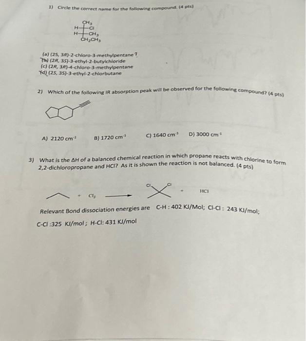 Solved 1) Circle the correct name for the followine | Chegg.com