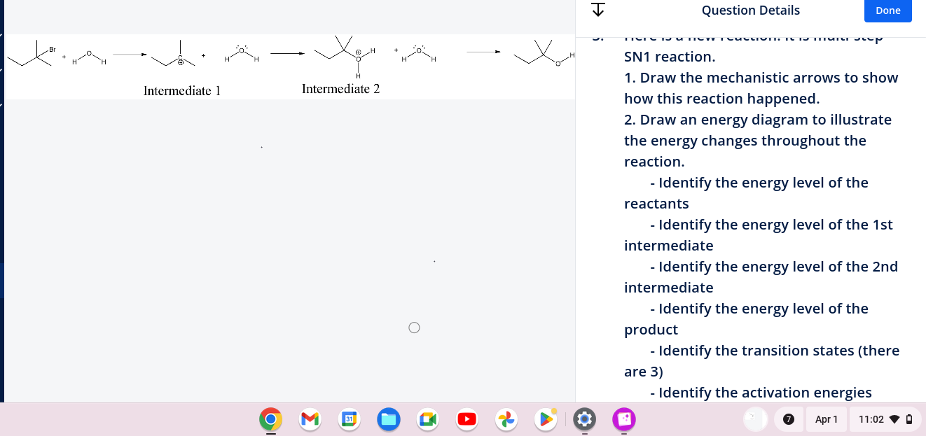 Solved SN1 ﻿reaction.Draw the mechanistic arrows to showhow | Chegg.com