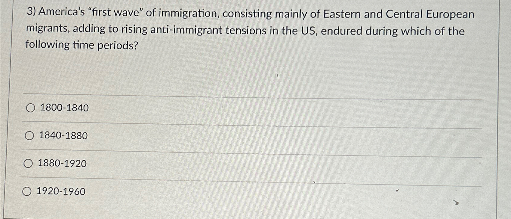 Solved America's "first wave" of immigration, consisting | Chegg.com