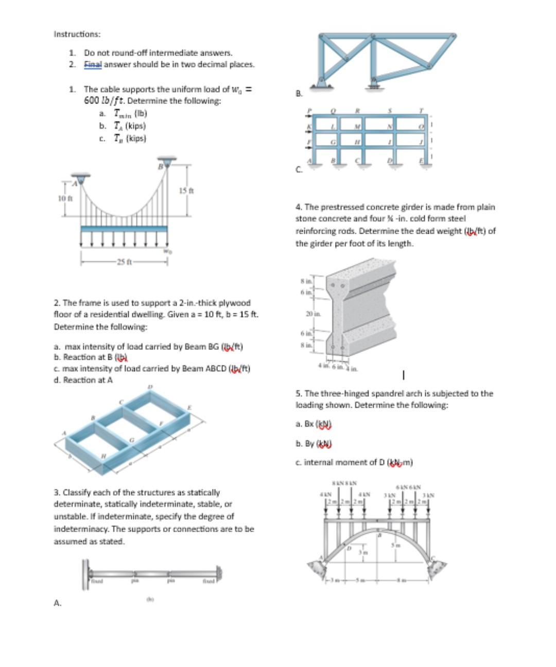 Solved 1. The cable supports the uniform load of w0= | Chegg.com