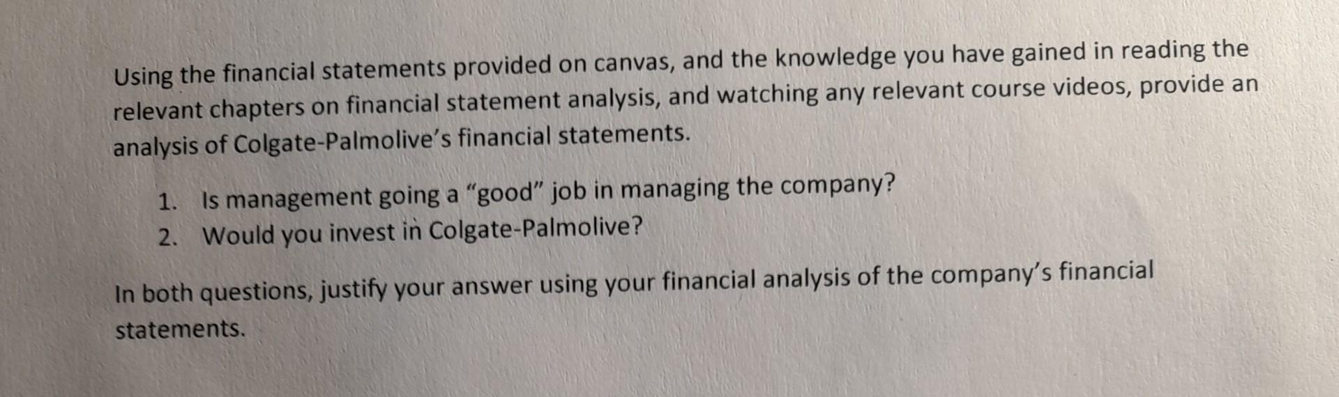 Solved Using the financial statements provided on canvas, | Chegg.com