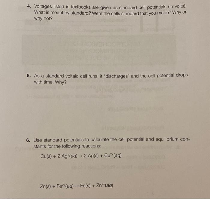 Solved 4. Voltages listed in textbooks are given as standard | Chegg.com