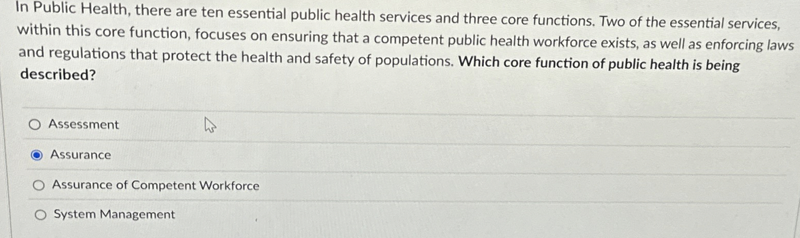 Solved In Public Health, there are ten essential public | Chegg.com