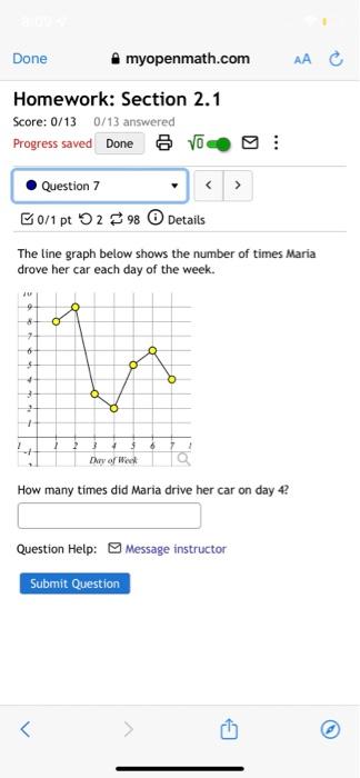 Solved Done myopenmath.com АА С Homework: Section 2.1 Score: | Chegg.com