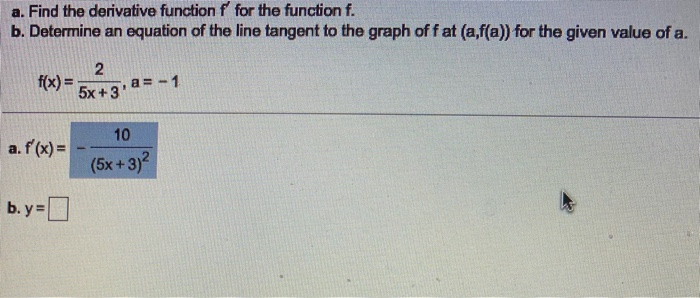 Solved a. Find the derivative function f for the function | Chegg.com