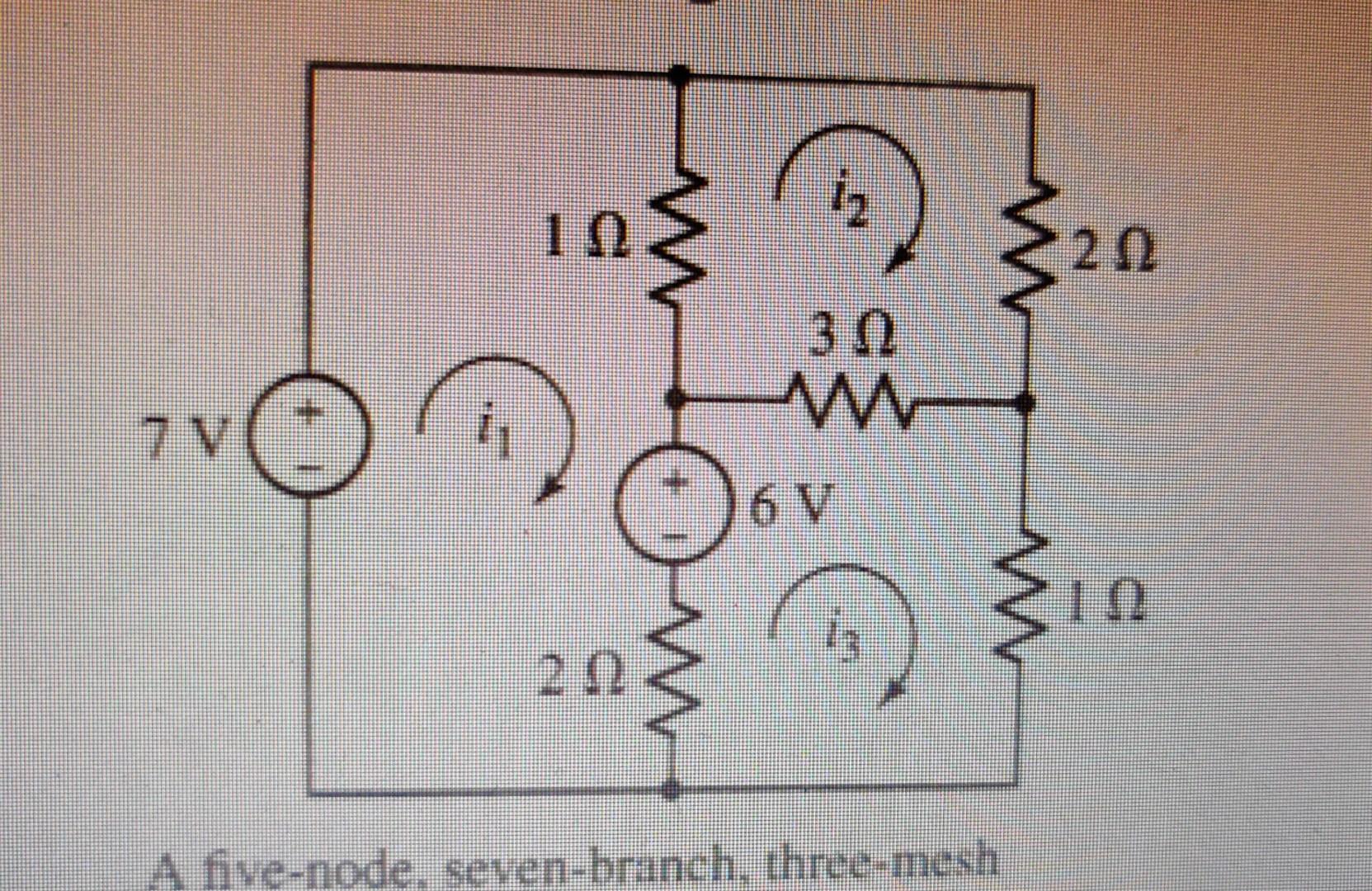 Solved A five-node, seven-branch, three-mesh | Chegg.com