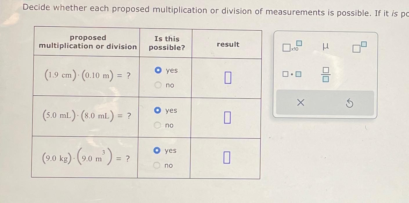 Solved Decide whether each proposed multiplication or | Chegg.com