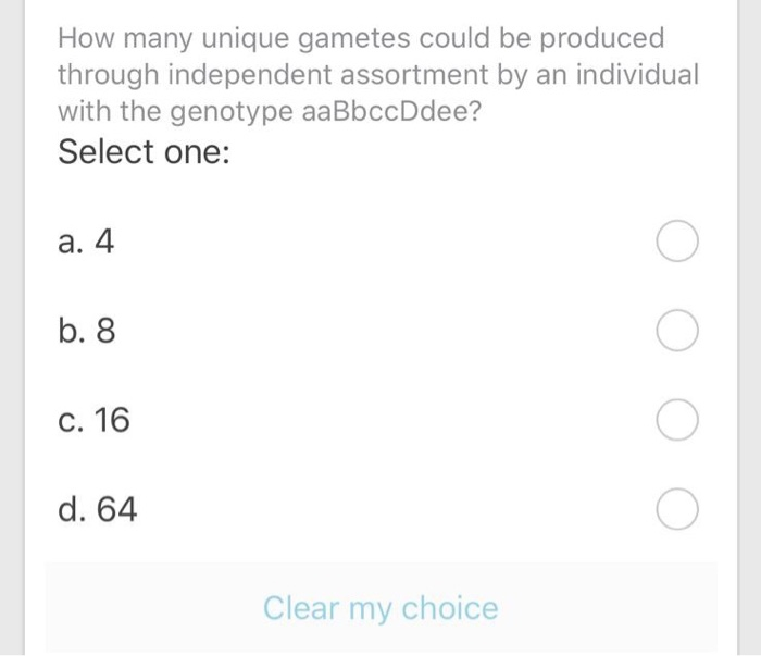 Solved How many unique gametes could be produced through | Chegg.com