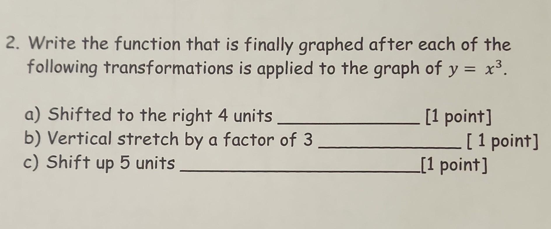Solved 2. Write the function that is finally graphed after | Chegg.com