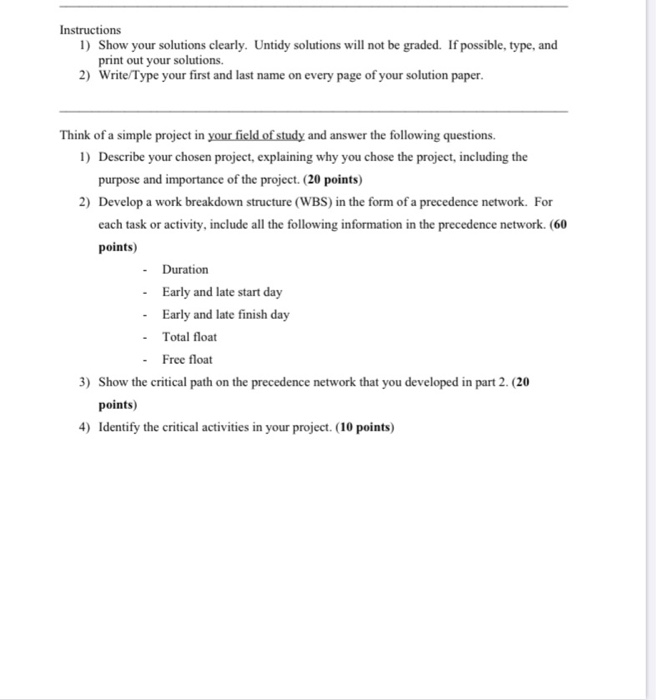 Solved Instructions 1) Show your solutions clearly. Untidy | Chegg.com