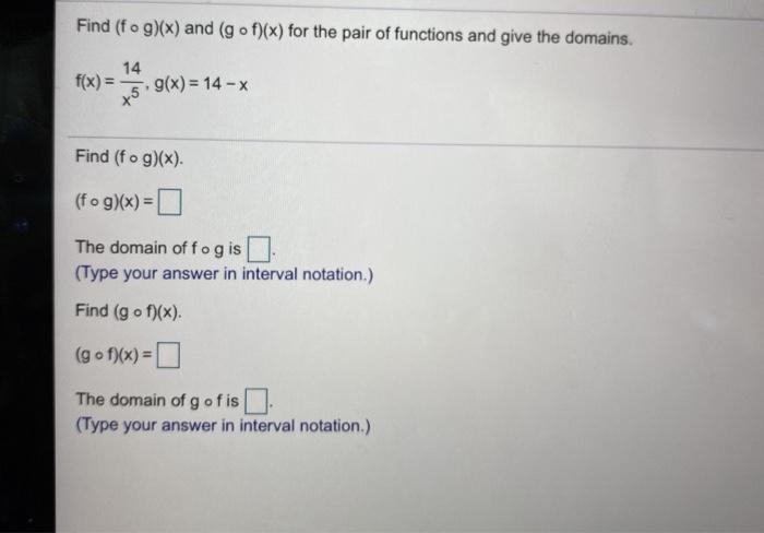 Solved Find (fog)(x) and (gof)(x) for the pair of functions | Chegg.com
