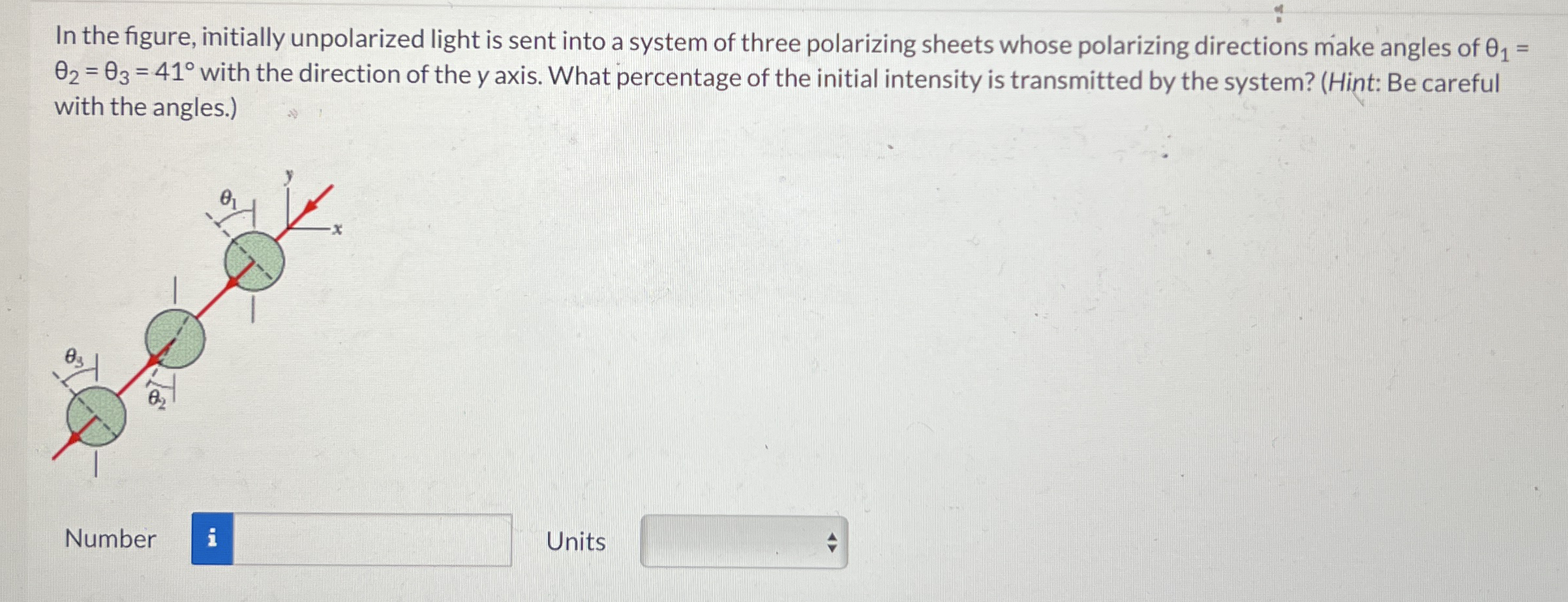 Solved In the figure, initially unpolarized light is sent | Chegg.com