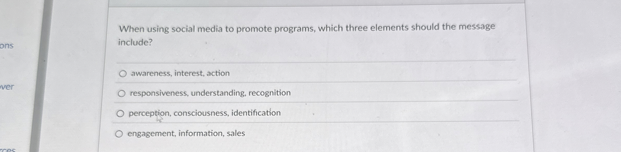 Solved When using social media to promote programs, which | Chegg.com