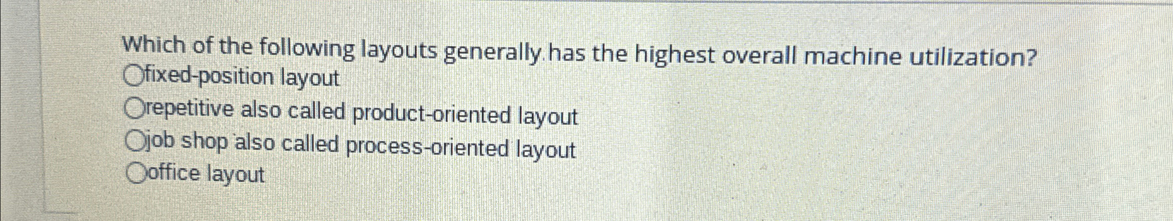 Solved Which of the following layouts generally has the | Chegg.com