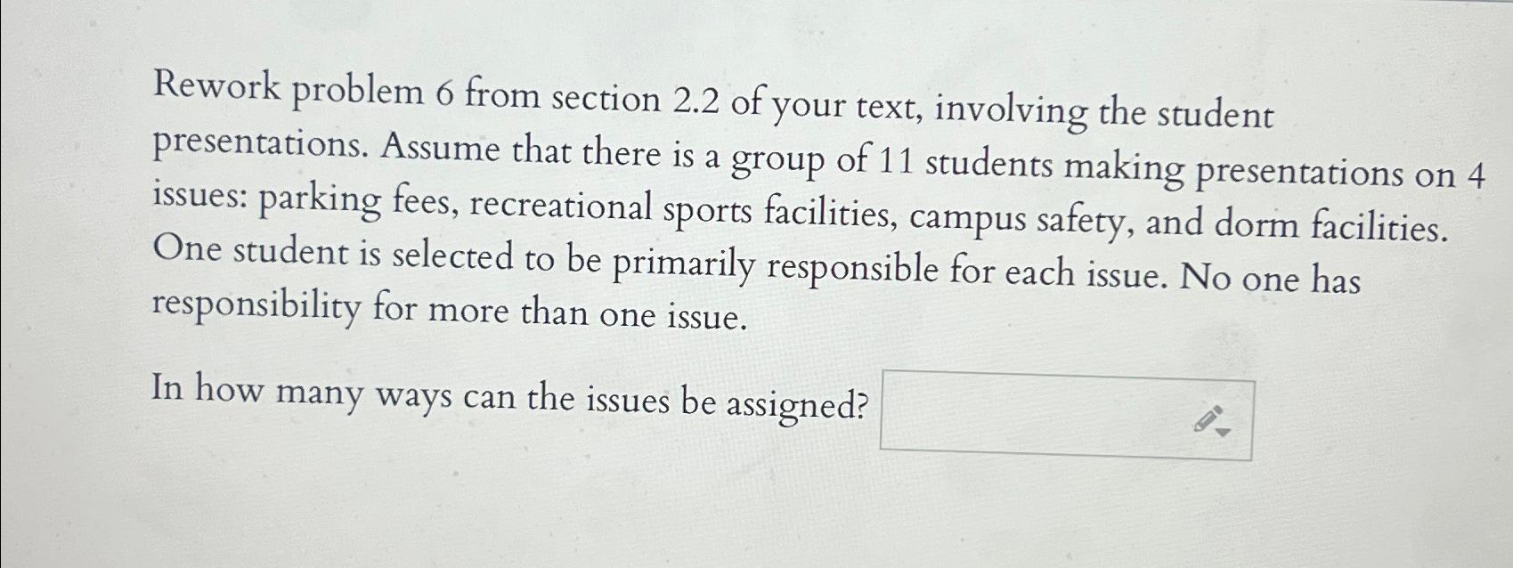 Solved Rework problem 6 ﻿from section 2.2 ﻿of your text, | Chegg.com