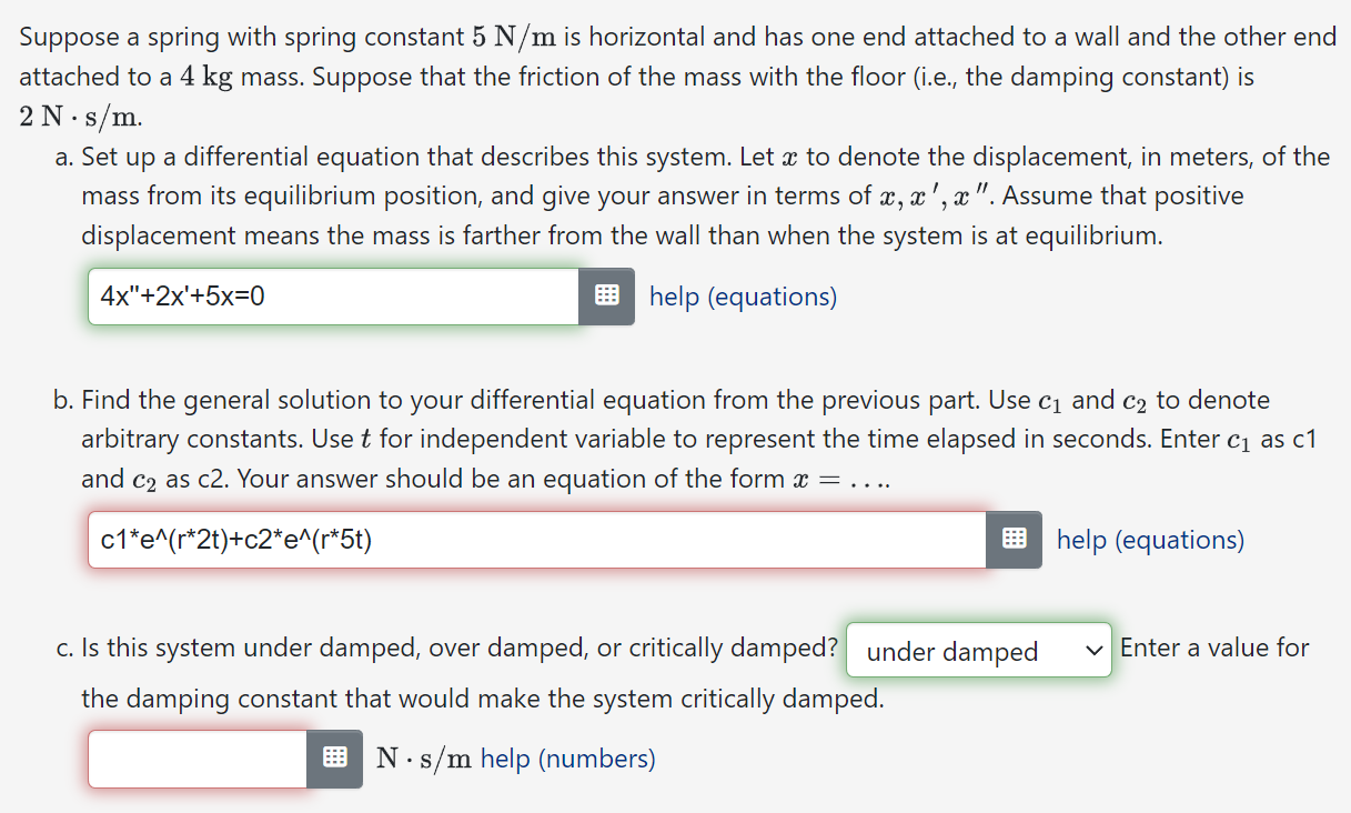 Solved Suppose a spring with spring constant 5Nm ﻿is | Chegg.com