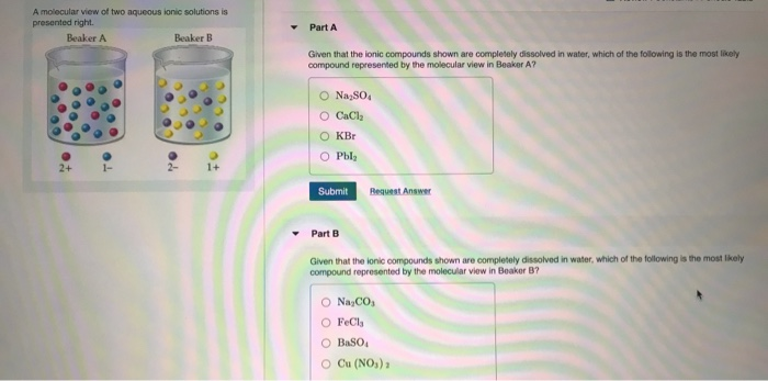 Solved A molecular view of two aqueous ionic solutions is | Chegg.com