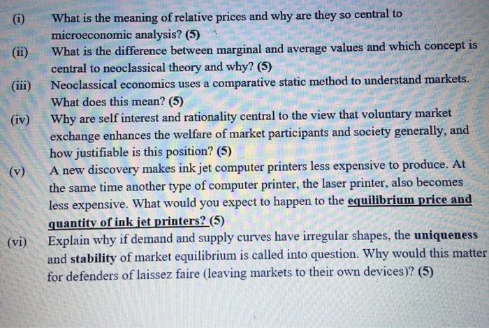 Solved (0) (iii) (iv) What is the meaning of relative prices | Chegg.com