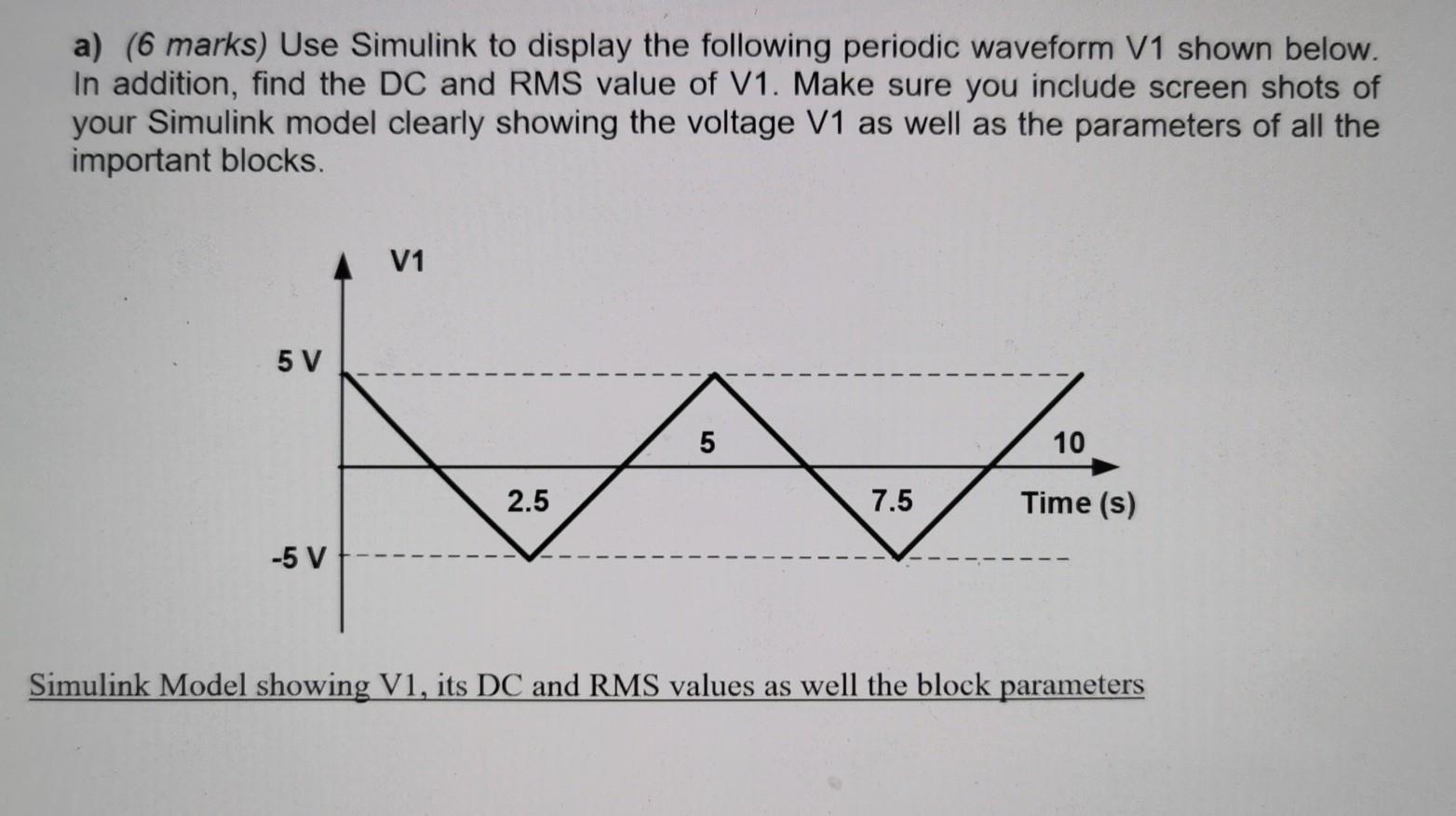 Solved a) (6 marks) Use Simulink to display the following | Chegg.com