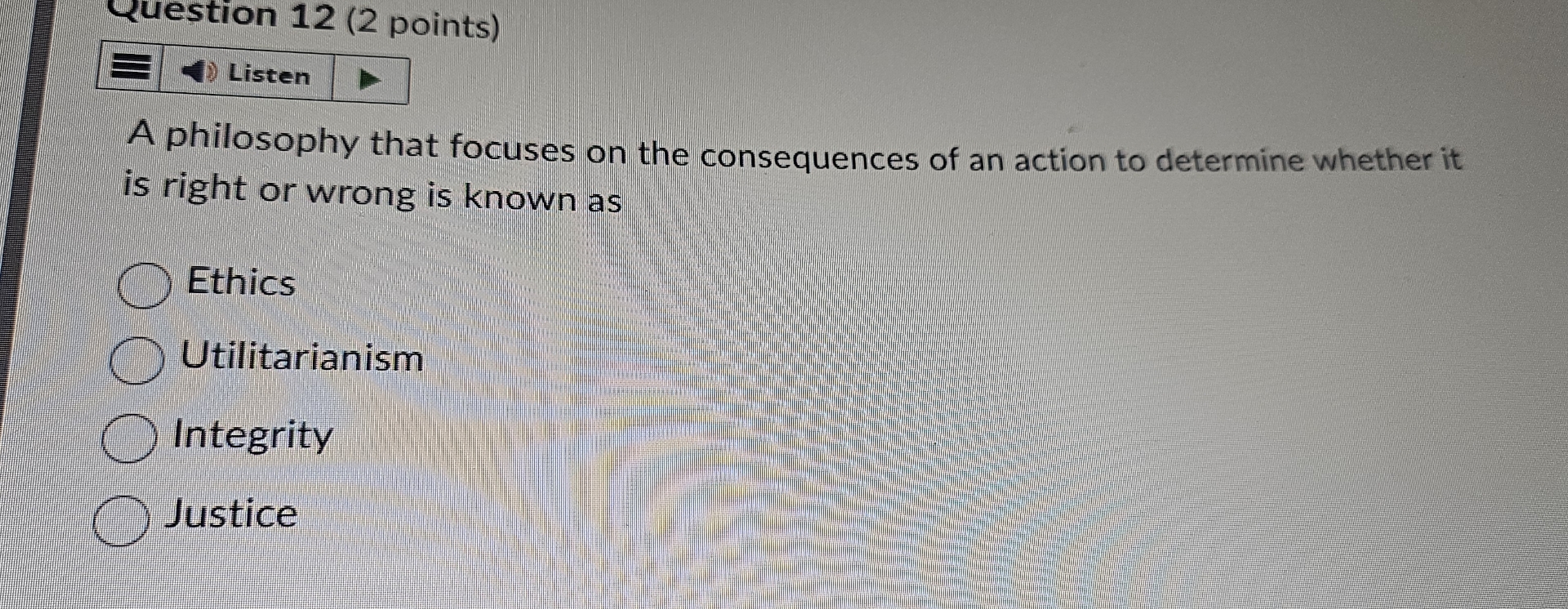 Solved Wuestion 12 (2 ﻿points)A philosophy that focuses on | Chegg.com