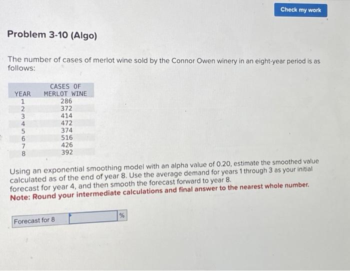 Solved The number of cases of merlot wine sold by the Connor | Chegg.com