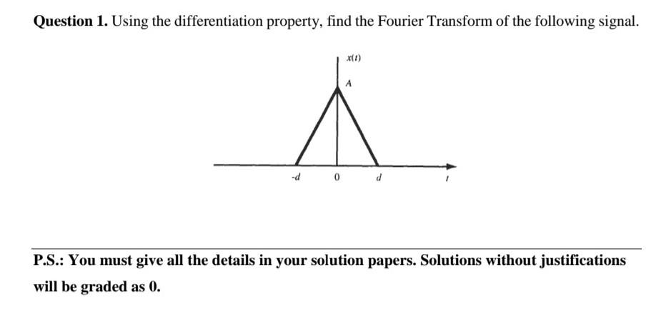 Solved Question 1. Using the differentiation property, find | Chegg.com