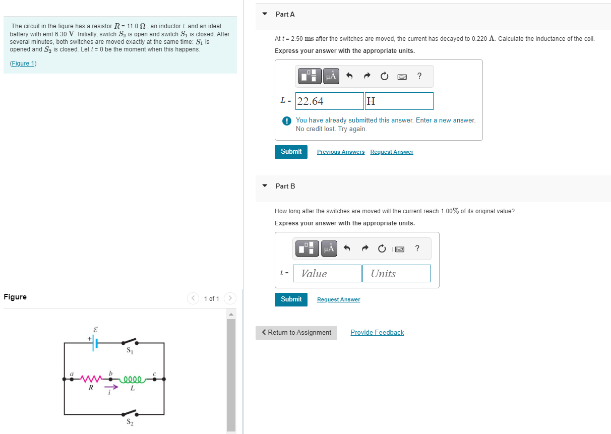 Solved The circuit in the figure has a resistor R=11.0Ω, ﻿an | Chegg.com