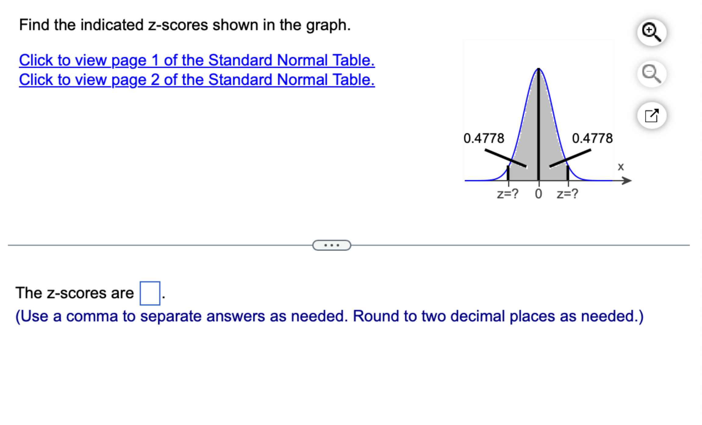 Solved Find the indicated z-scores shown in the graph.Click | Chegg.com