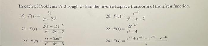 Solved In each of Problems 19 through 24 find the inverse | Chegg.com