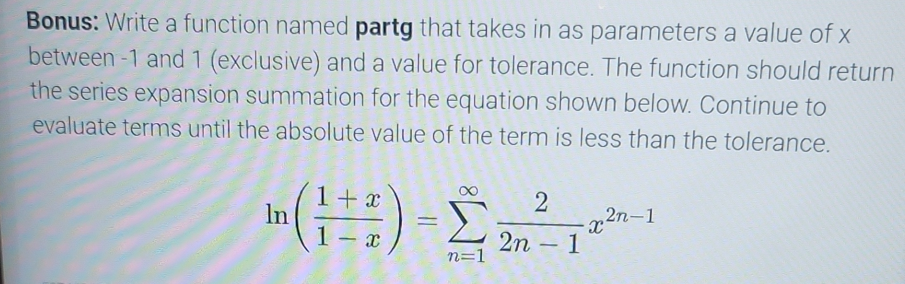 Solved Bonus: Write a function named partg that takes in as | Chegg.com